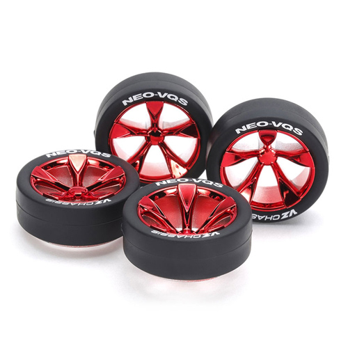 Tamiya 95592 JR LP Tire & 5 SP Wheel Set Super Hard/Red Plated Neo-VQS