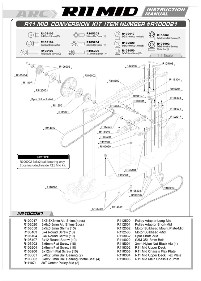 ARC R100021 ARC R11 MID Conversion Kit